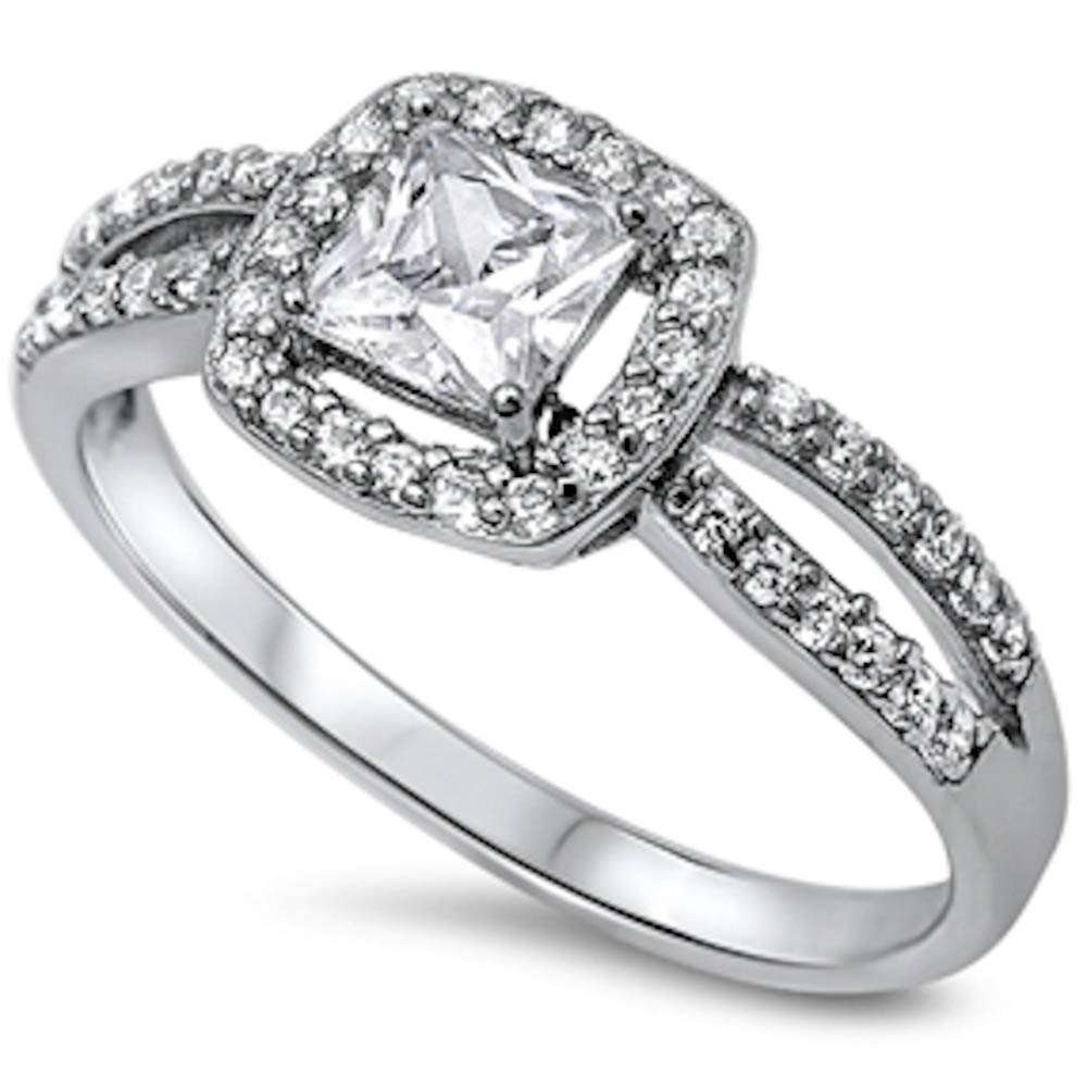 Oxford Diamond Co Beautiful Princess & Round Cubic Zirconia Infinity Style .925 Sterling Silver Ring Sizes 10