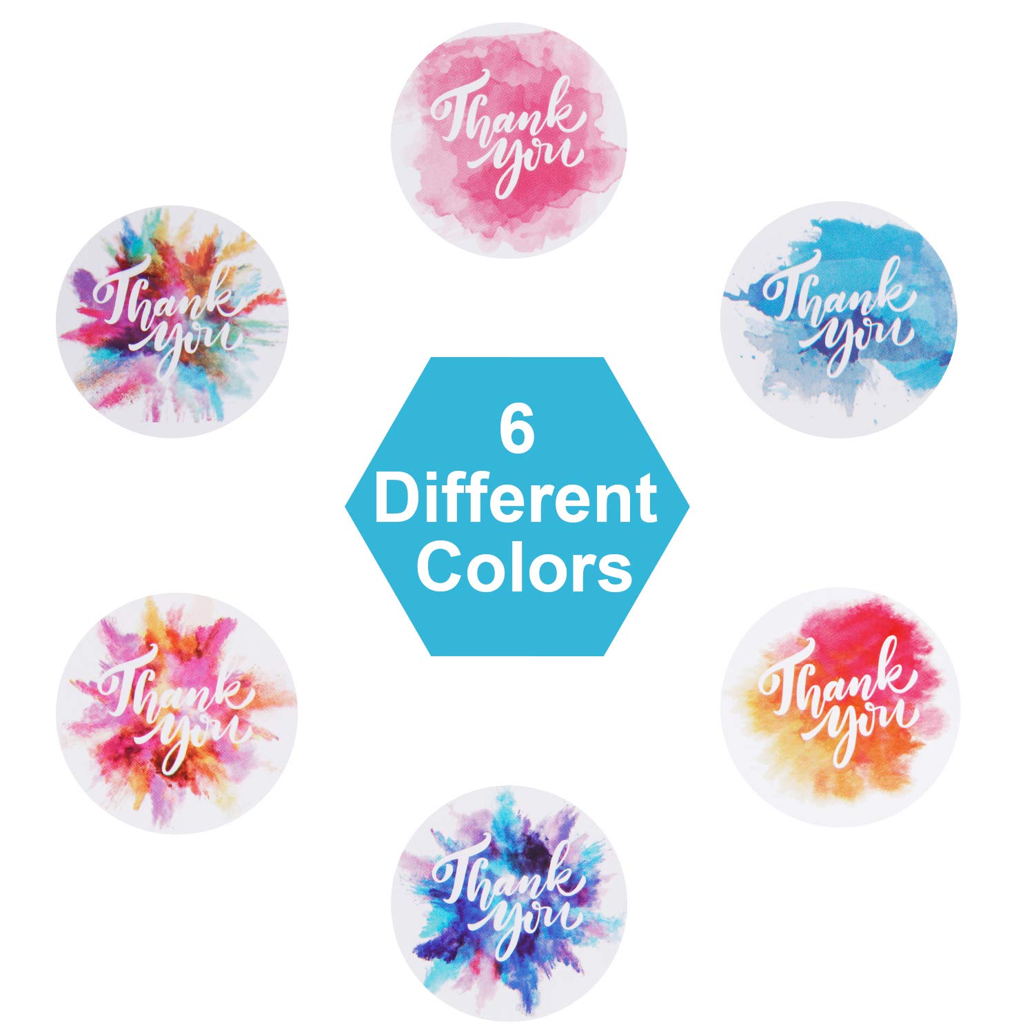 Thank You Stickers, Round Labels for Business Multiple Color 1.5 inches