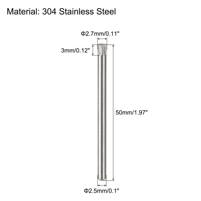 Tool parts 2.5x50mm 304 Stainless Steel Dowel Pins - 20Pcs Knurled Head Flat End Dowel Pin