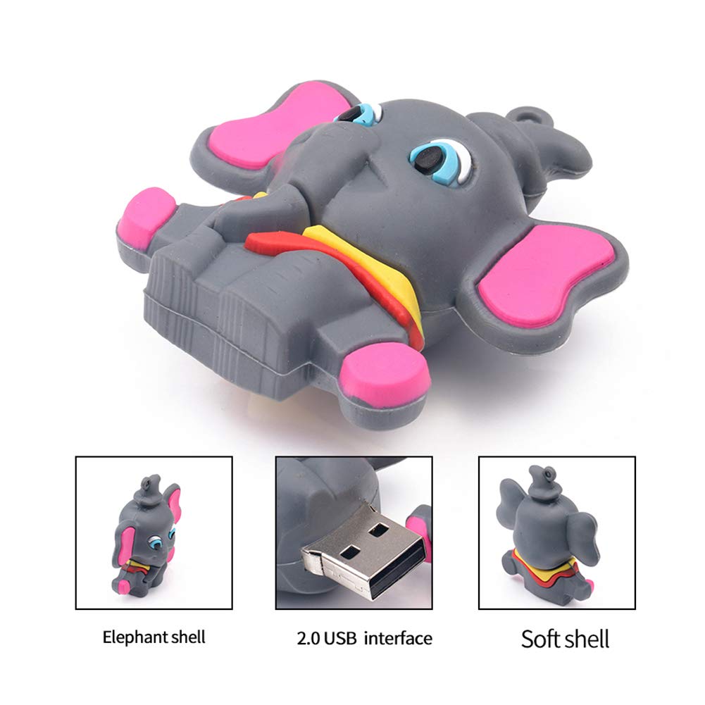 schicj133mm Cute Elephant 4GB 8GB 16GB 32GB 64GB High Speed Flash Drive Pen,U Disk/USB Memory Stick/Data Storage Memory Stick for Gift,for Office 32G