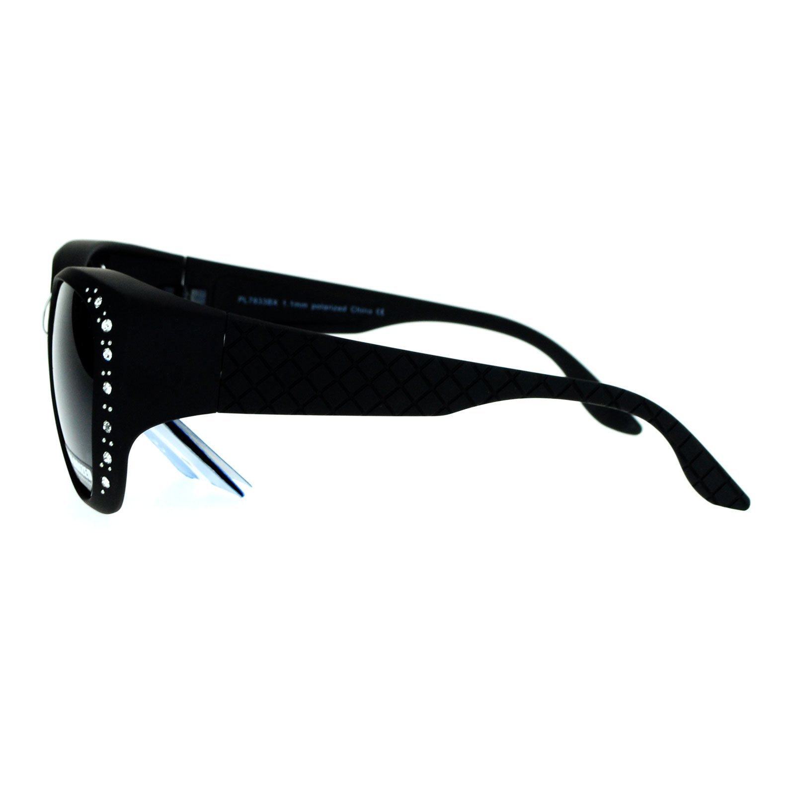 SA106 Polarized 55mm Fit Over OTG Butterfly Rhinestone Diva Sunglasses Matte Black