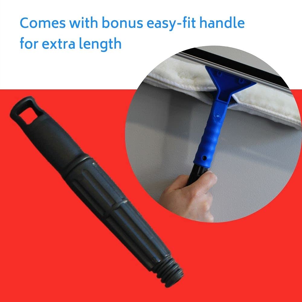 ULTIMAID Window Cleaner Combi β 2 in 1 Squeegee and Scrubber with Rubber Blade Includes Handle for Indoor and Outdoor Glass Cleaning 14 inches