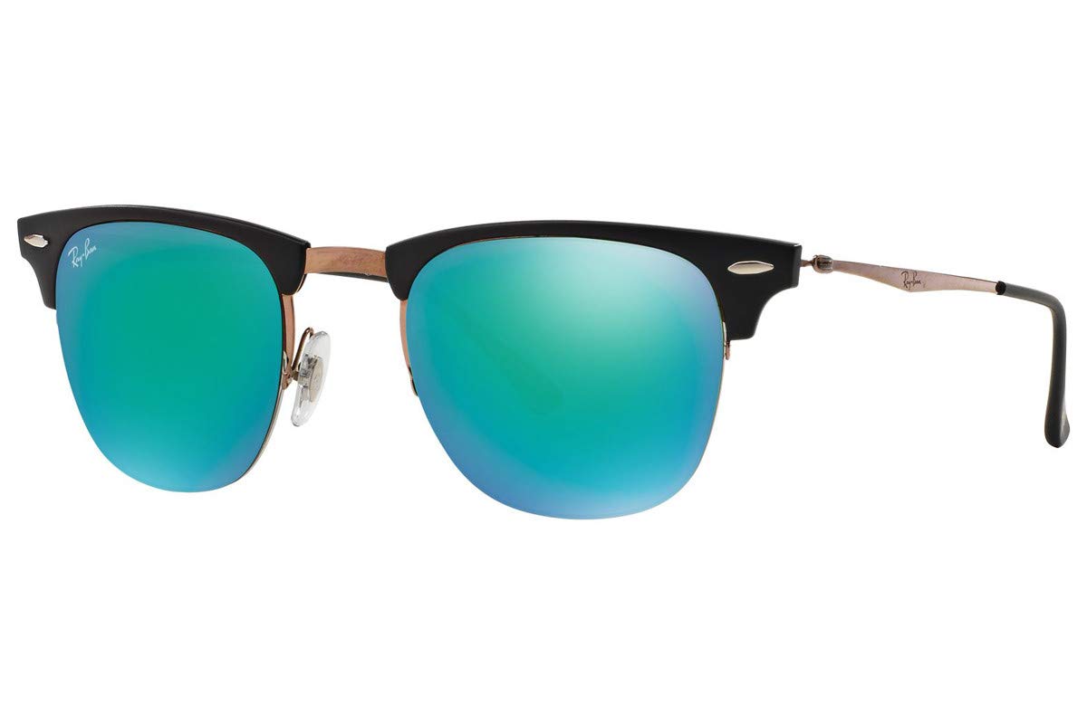 Ray-Ban Men's RB8056 Titanium Square Sunglasses, Shiny Light Brown/Green Mirror Green, 49 mm