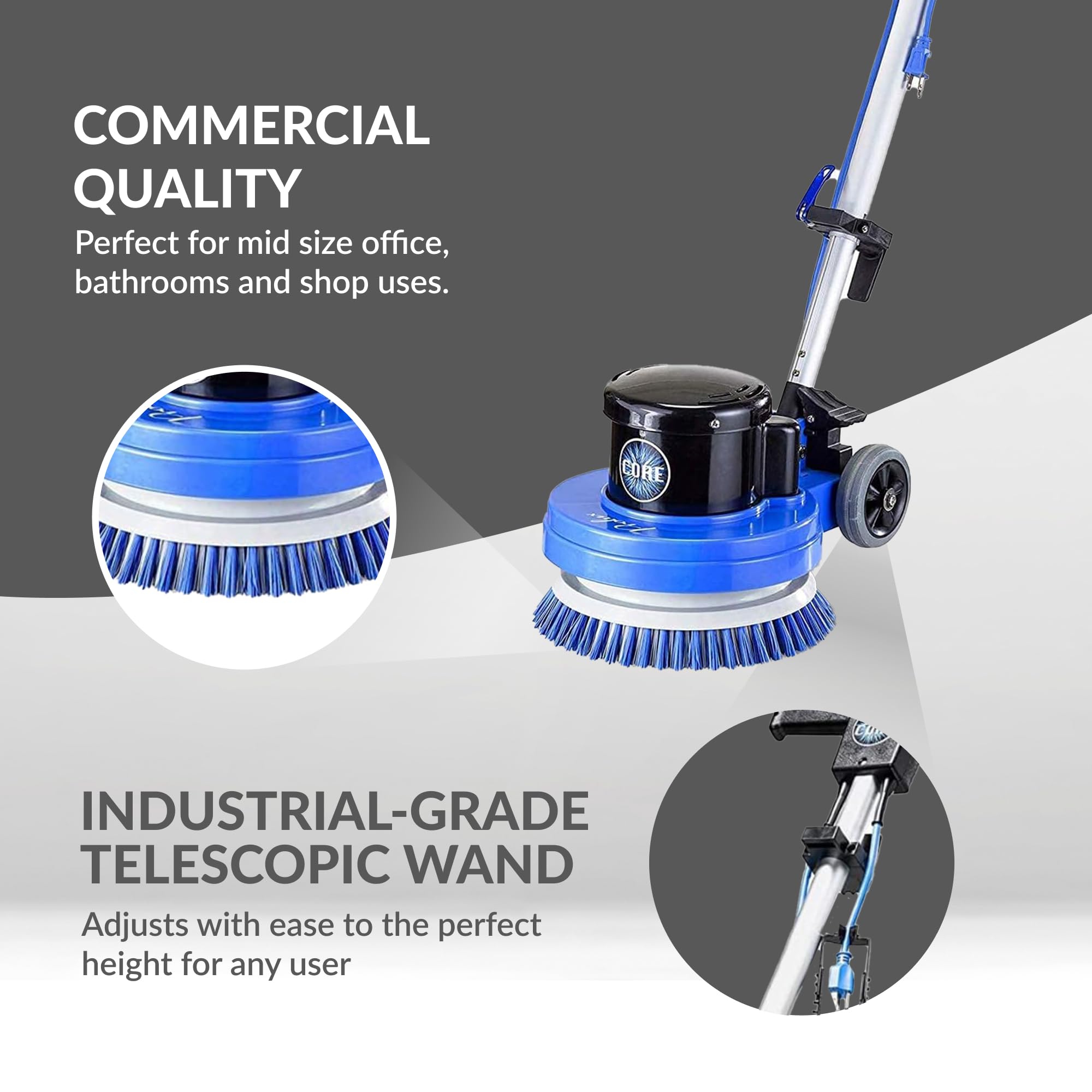 Prolux Core Medium Duty Single Pad Commercial Polisher Floor Buffer Machine Tile Scrubber, 13 Inch Medium Duty