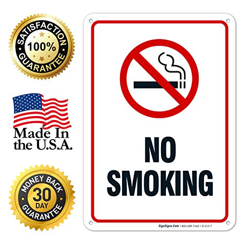 Sigo Signs - No Smoking Metal Sign, (4 Pack) 10x7 Inches, Rust Free .040 Aluminum, Fade Resistant, Made in USA