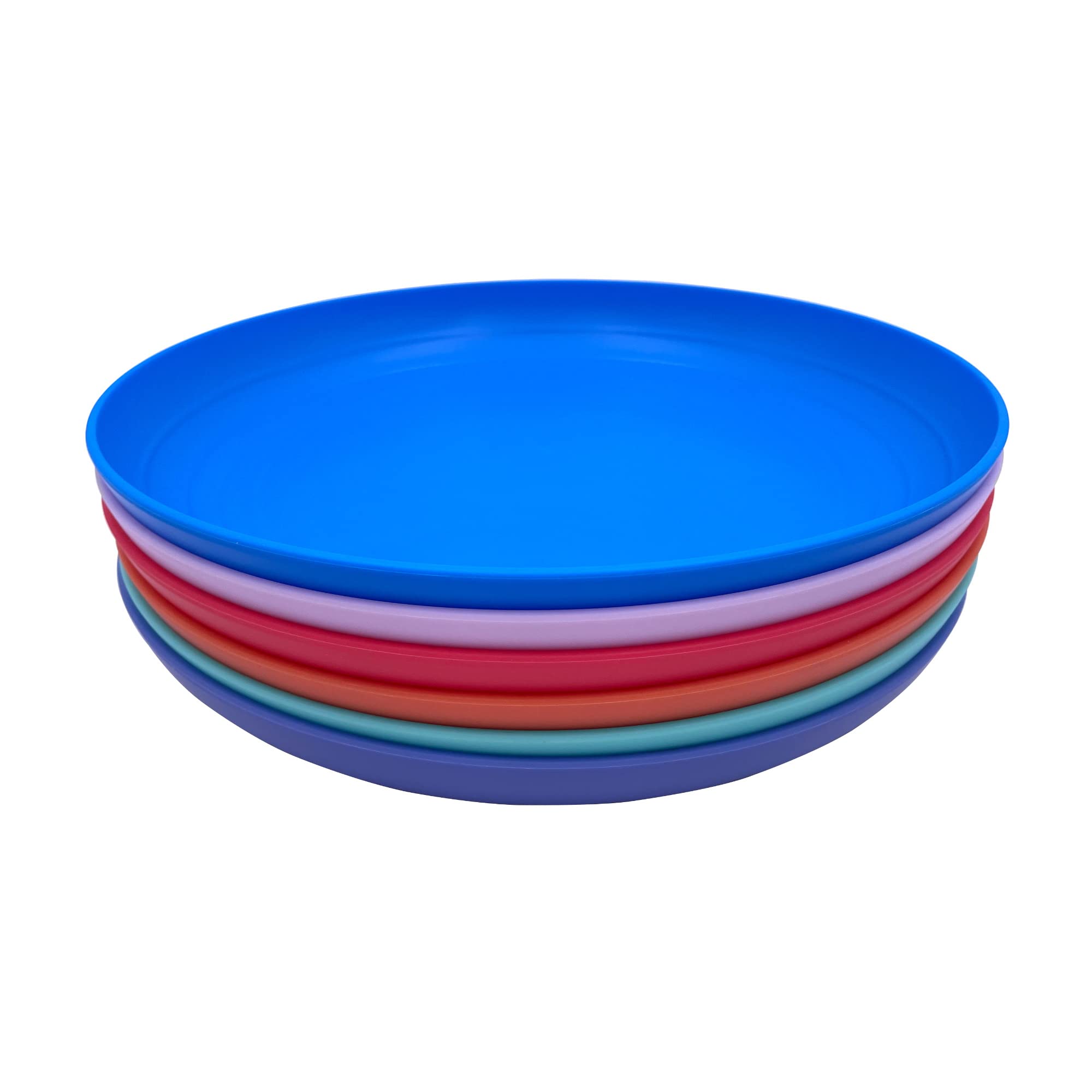 YUYUHUA Kids Plastic Plates Reusable β Unbreakable Everyday Dinner Plates 8 inch set of 6 - BPA Free Dishwasher & Microwave Safe Hard Plates for Kitchen, Party, Camping, Outdoor
