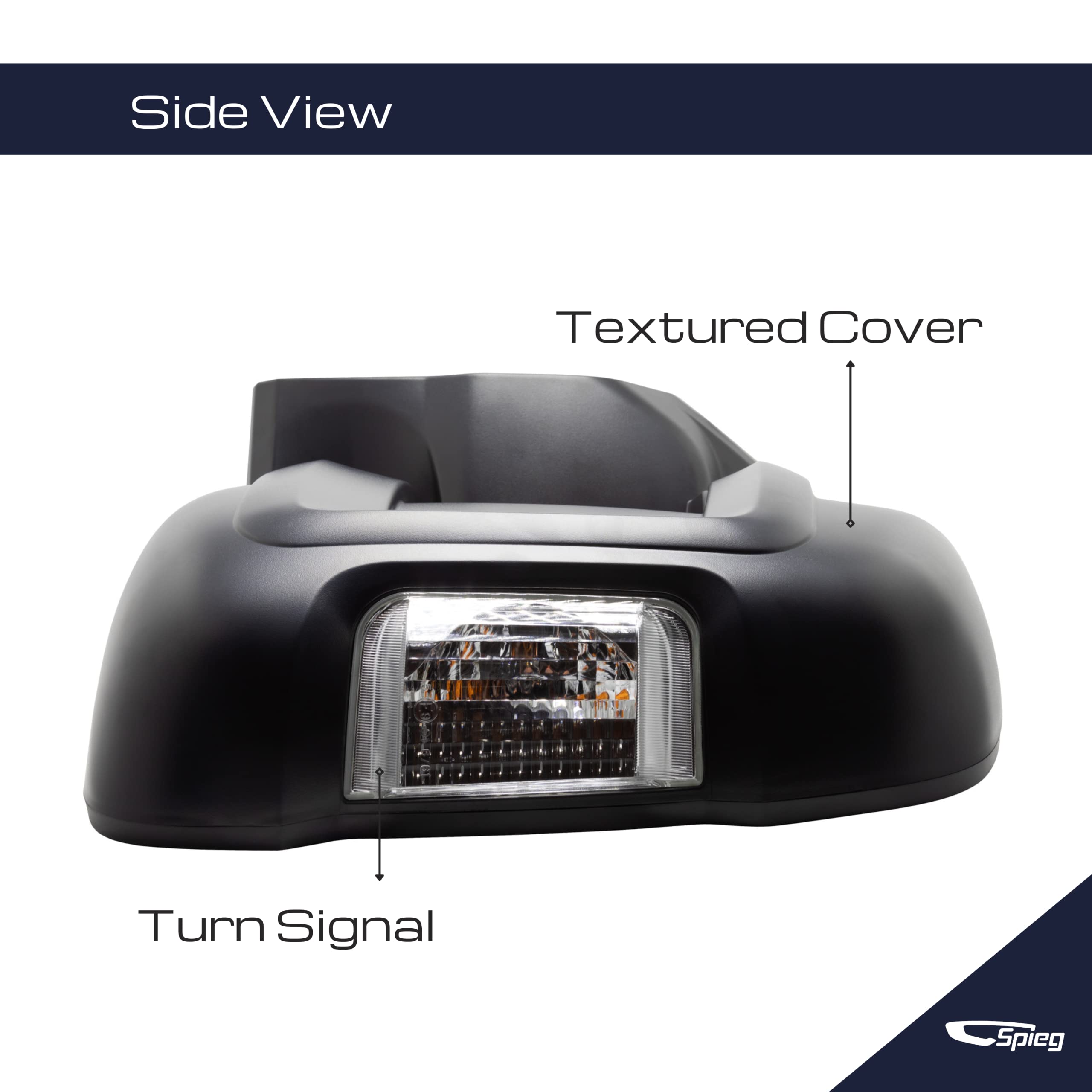 Spieg CH1320417 Driver Side Mirror for 2014-2021 Ram Promaster 1500 2500 3500 | Left Side View Mirror Assembly Manual Adjustment Non-Heated Turn Signal Light Temp Sensor | Textured Black Cover 4 Pins