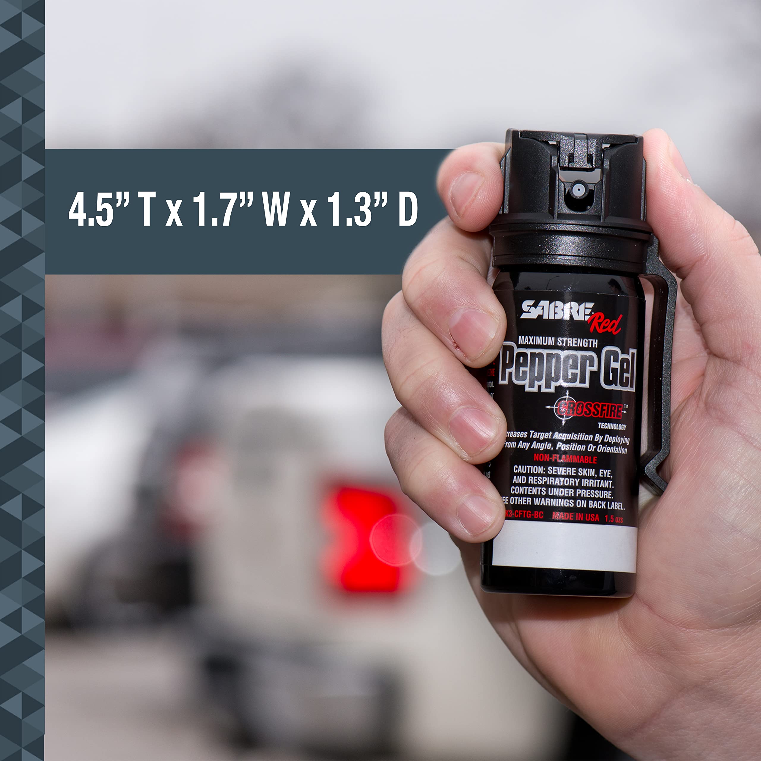 SABRE Crossfire Pepper Gel for Self Defense, Deploys At Any Angle, Maximizes Target Acquisition Against Threats, Easy Carry Belt Clip, Safety Flip Top, Max Police Strength Pepper Spray, 1.5 fl oz