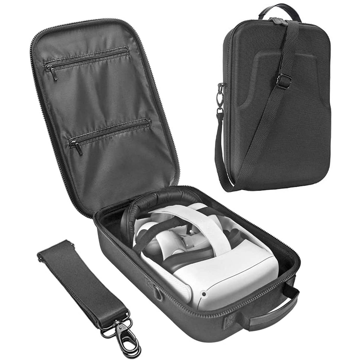 Spiido [2023 Upgrade] Hard Travel Case for Oculus Quest 2 /Oculus Quest VR Gaming Headset and Controllers Accessories Waterproof Shockproof Carrying Case (Black)