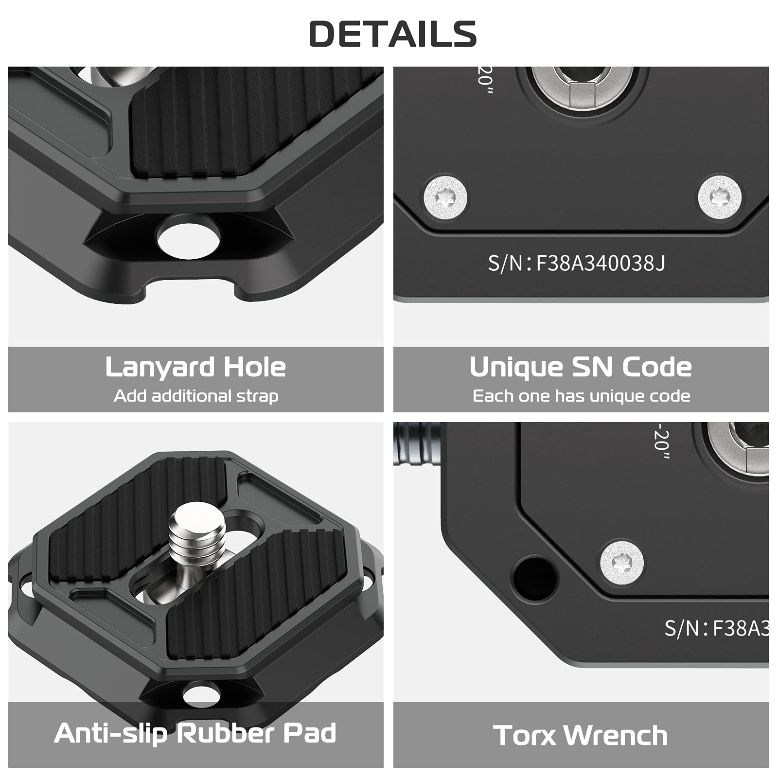 VIJIM FALCAM F38 Quick Release Plate,38mm Universal Camera Mounting Adapter w 1/4in-3/8in Screw Thread,Aluminum Quick Release System QR Plate,Fits for Sony Canon Tripod Monopod DSLR Stabilizer Slider