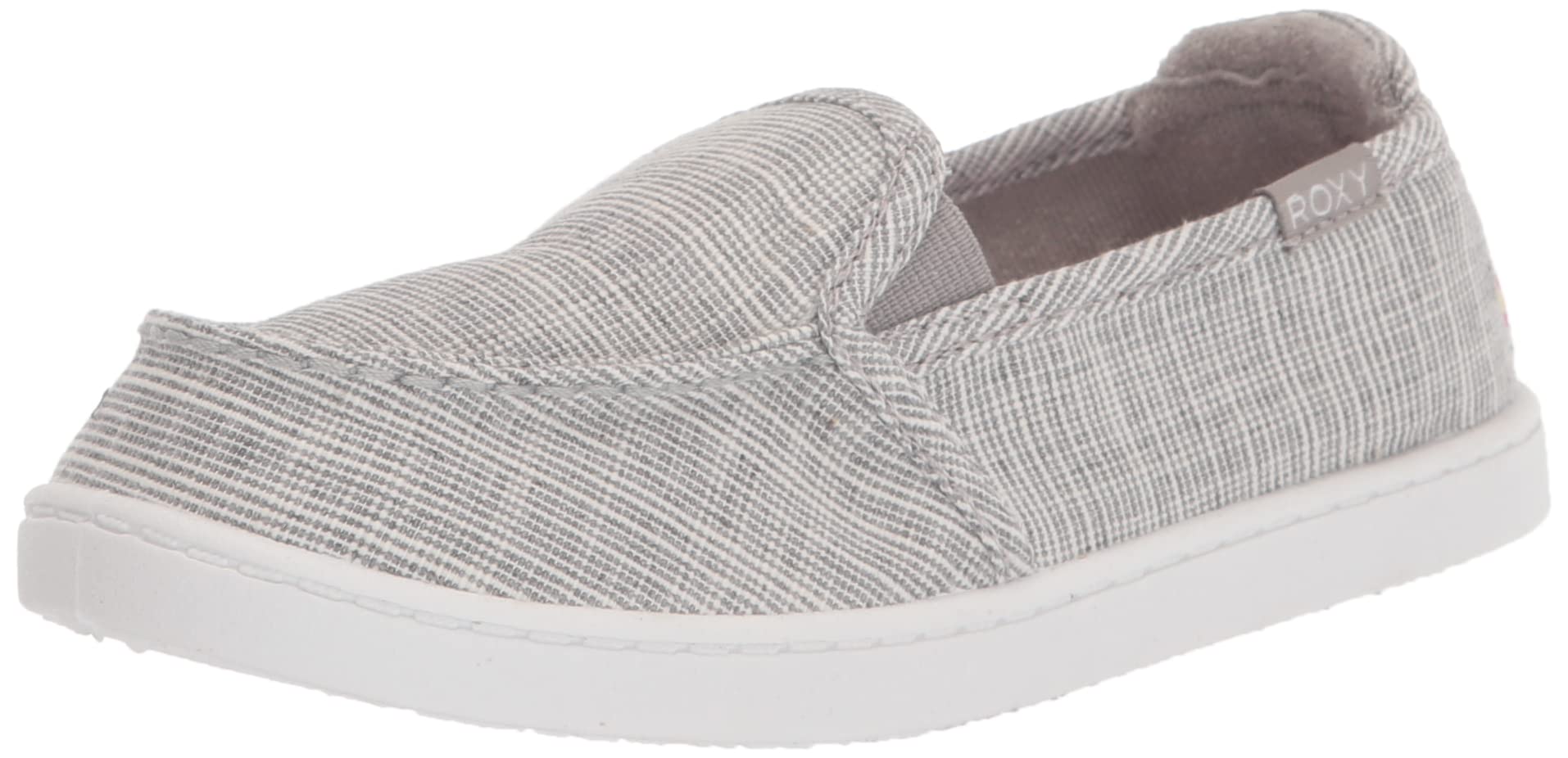 Roxy Girls Minnow Slip on Sneaker Shoe, Gry/Chr, 11 Big Kid