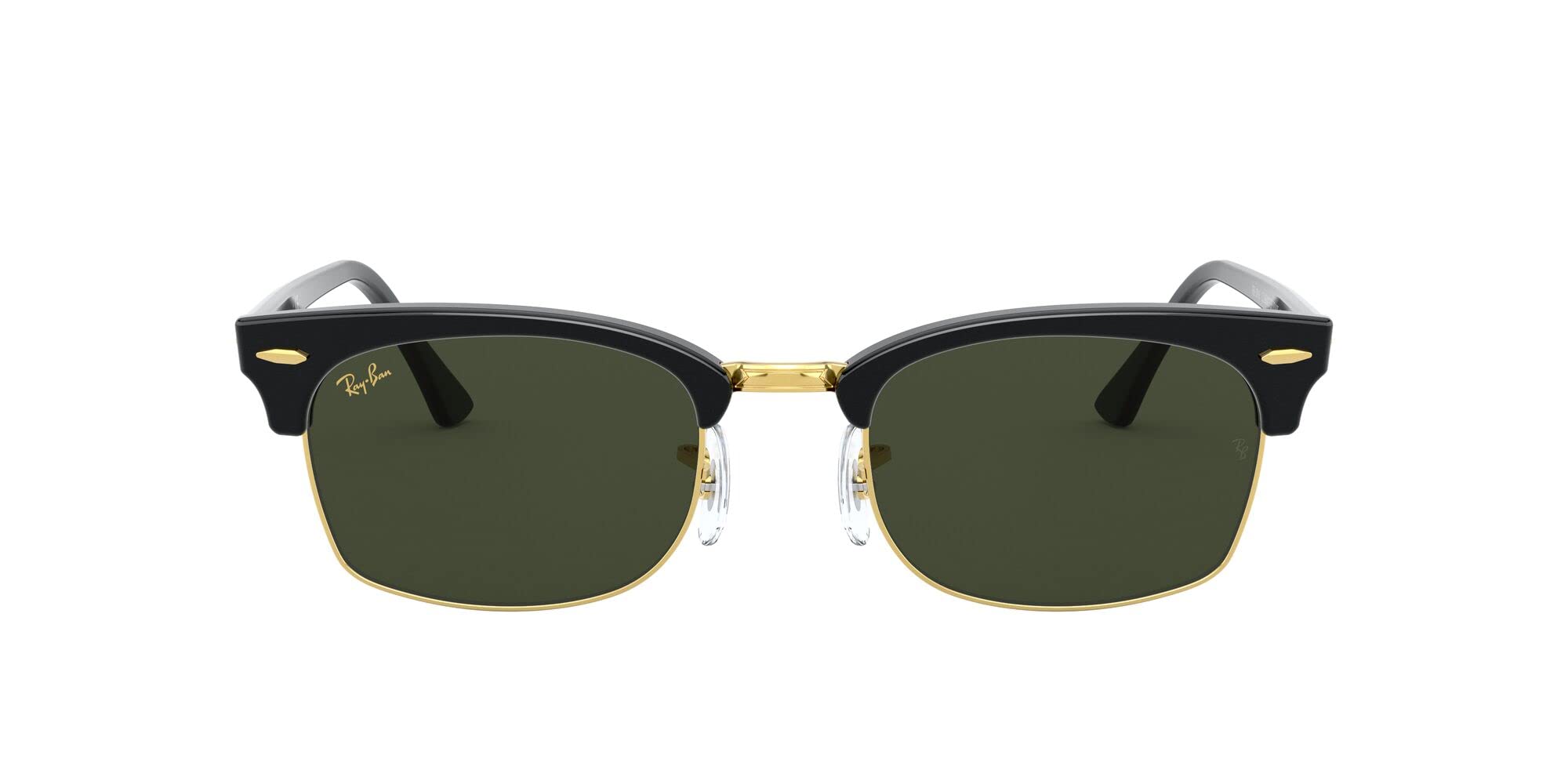 Ray-Ban RB3916F Clubmaster Square Low Bridge Fit Sunglasses, Black/G-15 Green Polarized, 55 mm