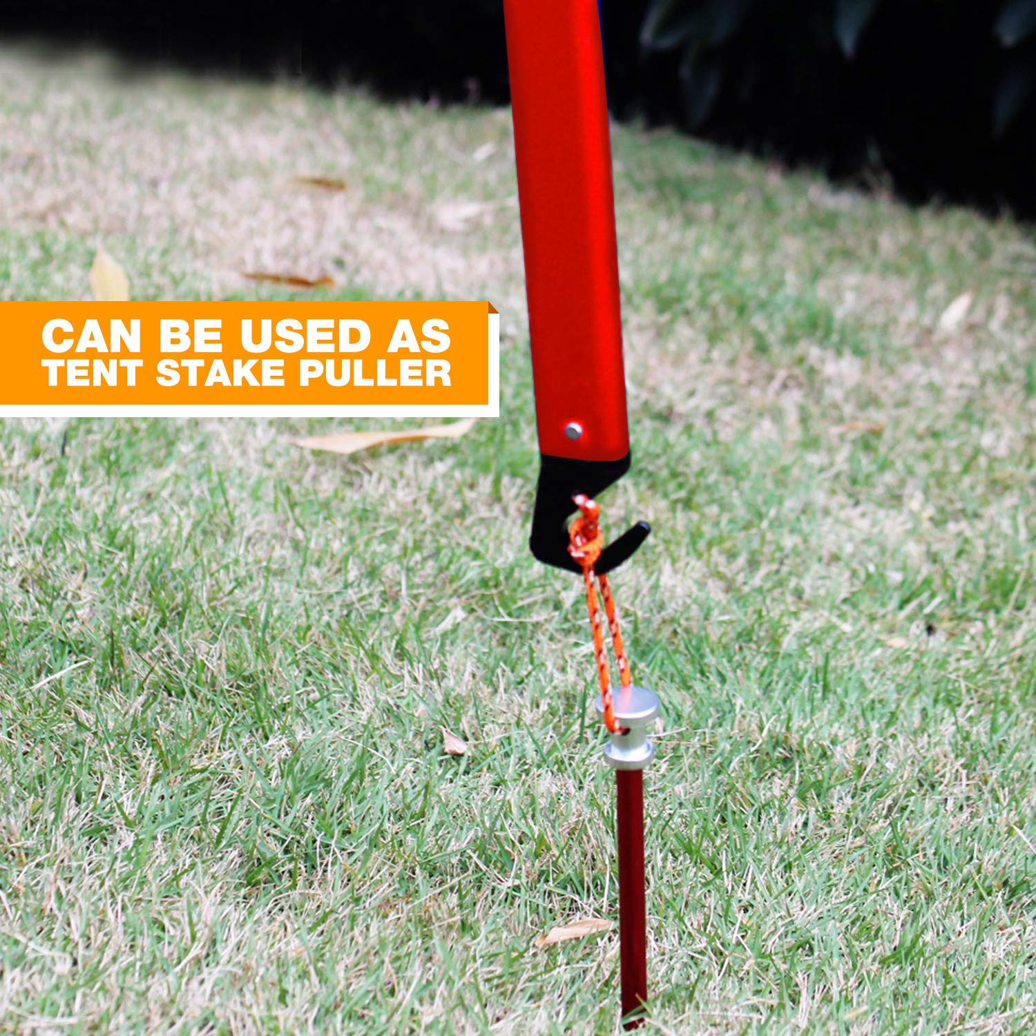 REDCAMP Aluminum Camping Hammer with Hook, 12" Lightweight Multi-Functional Tent Stake Hammer, Portable Camp Stake Mallet, Red