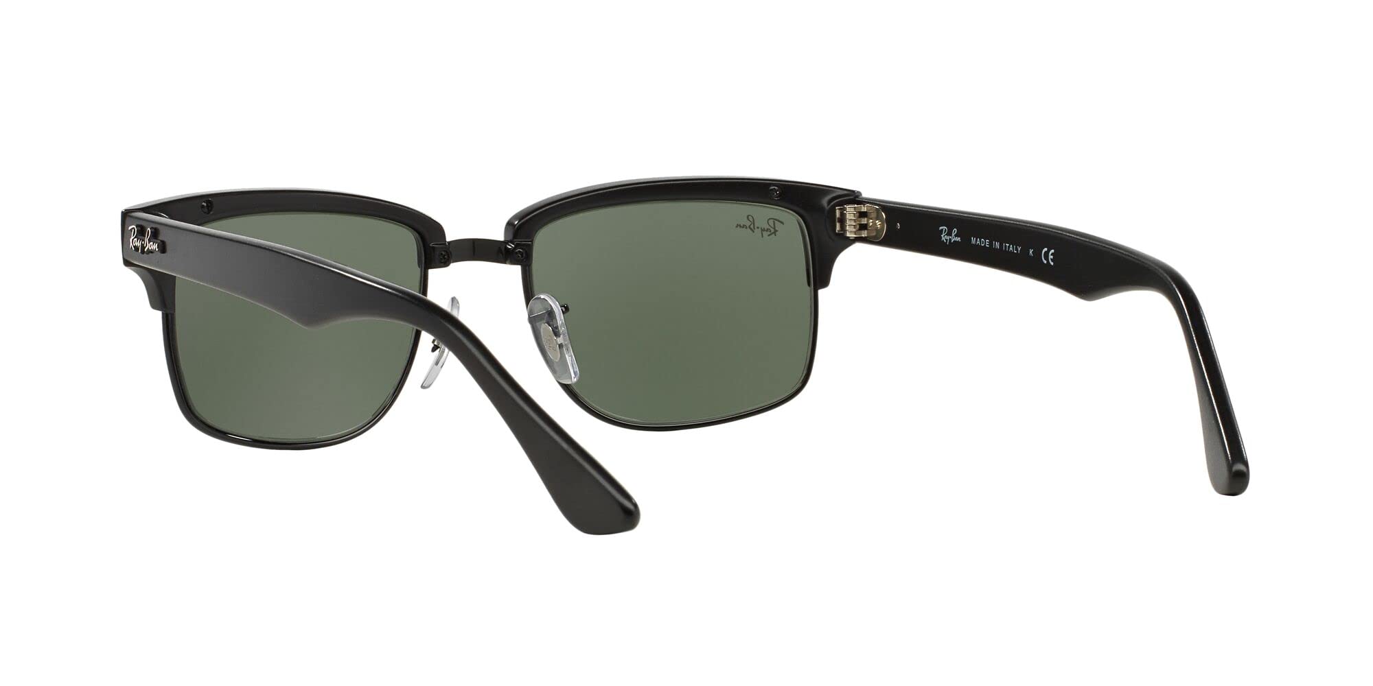 Ray-Ban RB4190 Clubmaster Square Sunglasses, Demigloss Black/Black/CRYstal Green, 50 mm