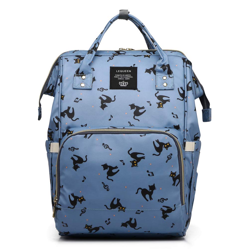 QIXINGHUCat patterned Multi-Function Diaper Bag for Baby Care Wide Open Nappy Bags Handbags Travel Backpack Large Capacity Blue, SIZE(L*W*H):10.24*5.91*14.96in