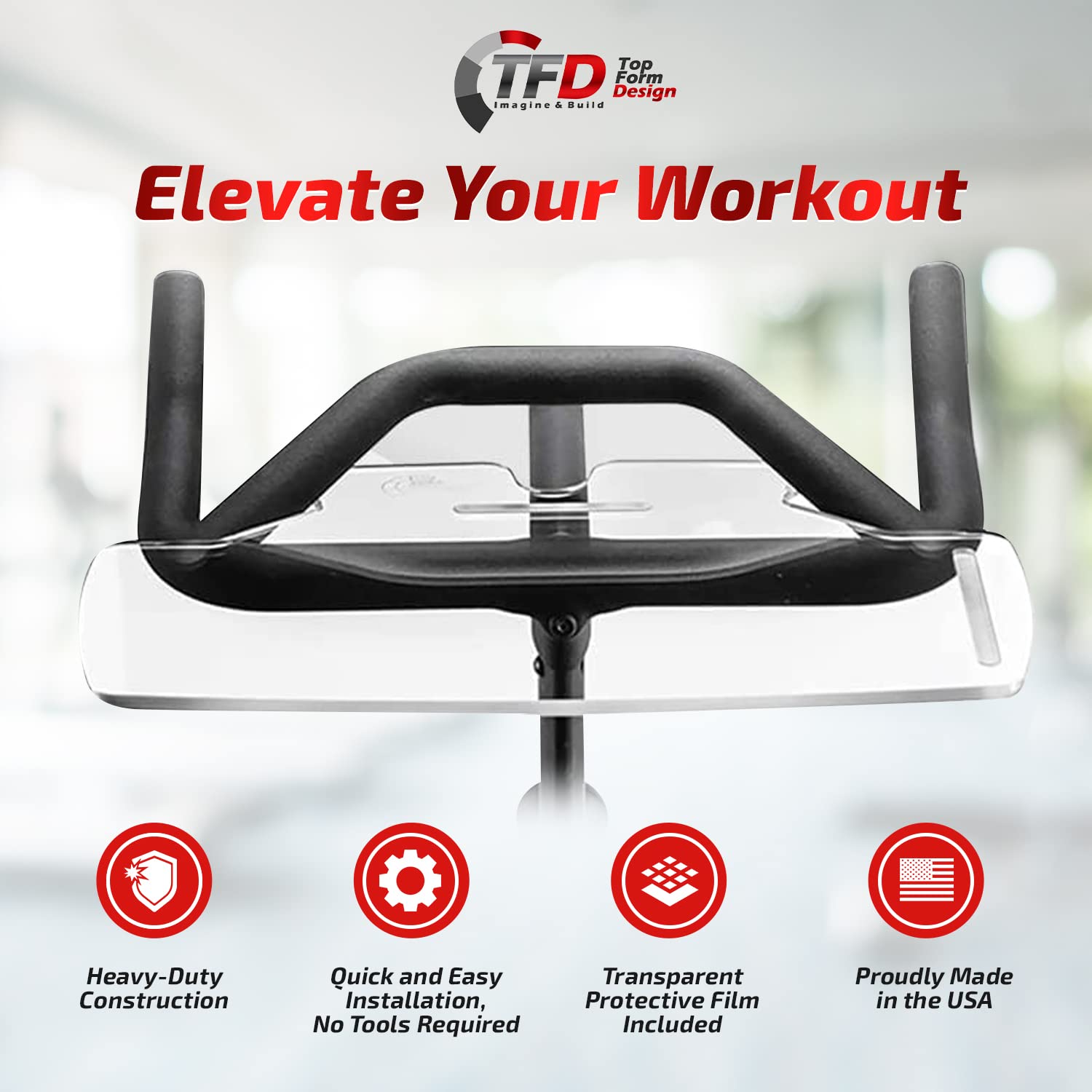 TFD The Tray+ | Compatible with Peloton Bike+ (Plus Model ONLY), Made in The USA, Laptop & Desk Tray Holder | Designed with Premium Grade Acrylic Materials - The Ultimate Peloton Accessories