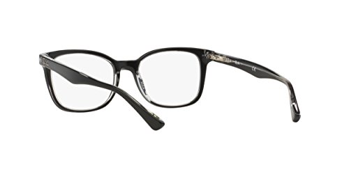 Ray-Ban RX5285 Square Prescription Eyeglass Frames, Black On Transparent/Demo Lens, 53 mm