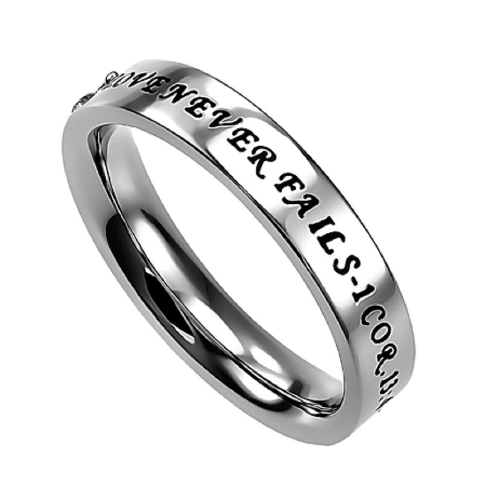 Spirit & Truth Beautiful Stainless Steel Covenant Purity Ring Love Never Fails (6)