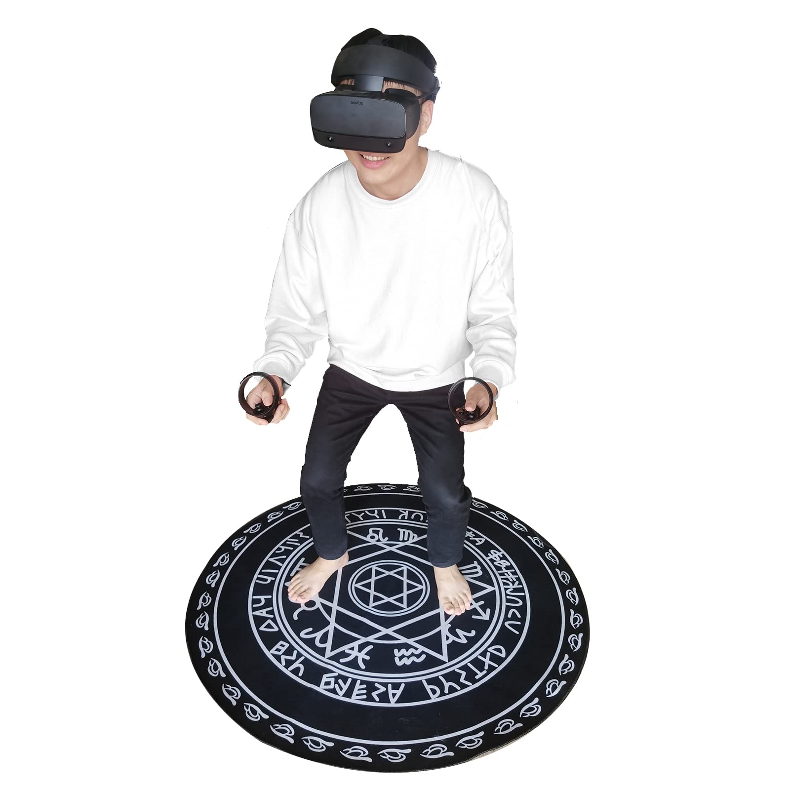 Vr Mat 47" Black Magic Array Large Vr Floor Rug Edge Sensing Soft Non Slip Skin Friendly VR Walking Platform