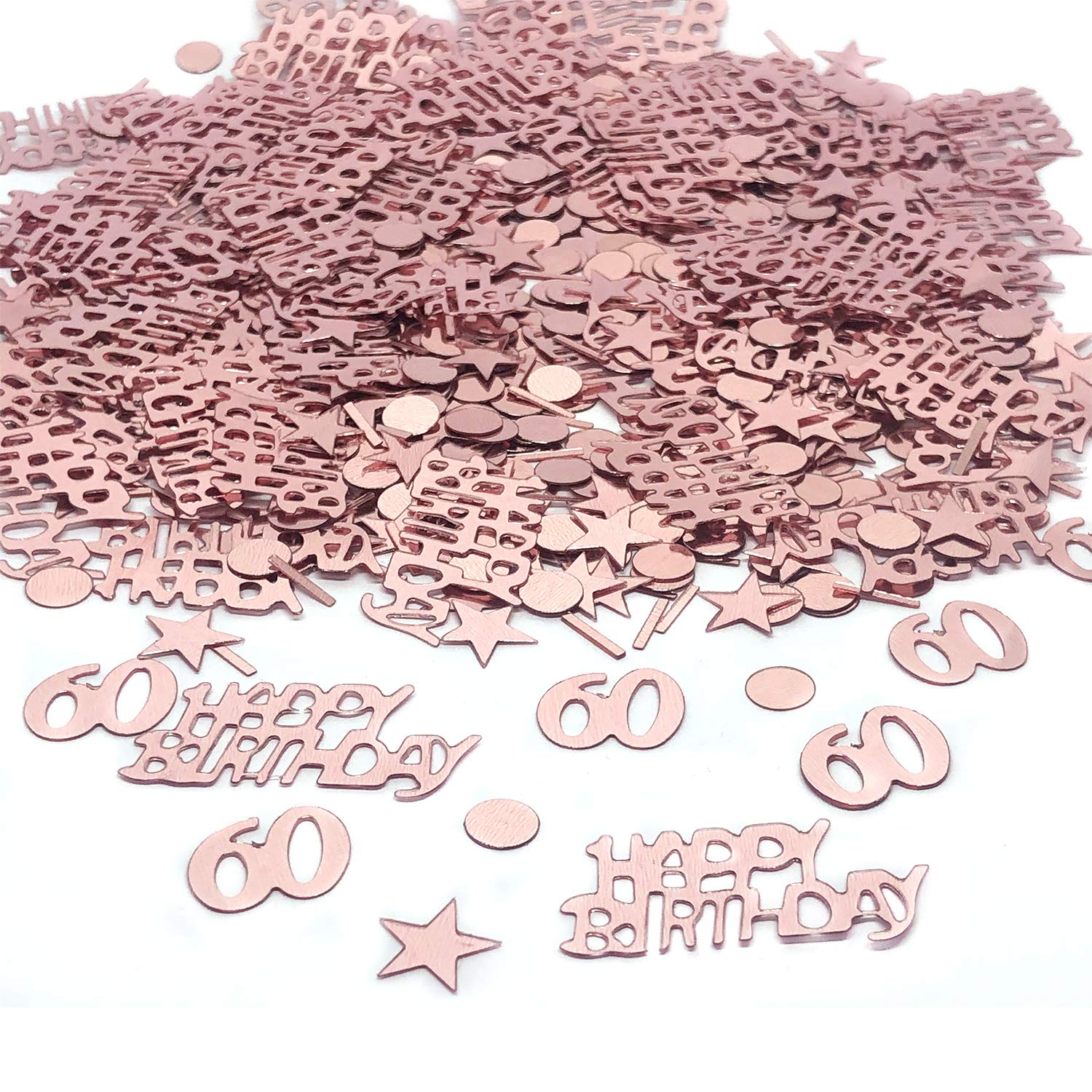 TFYU Happy Birthday Party Table Confetti - Twinkle Stars Foil Metallic Sequins Confetti and Special Events Table Scatters Decorations Confetti Decorations about 700pcs(Rose gold) (60 years old)