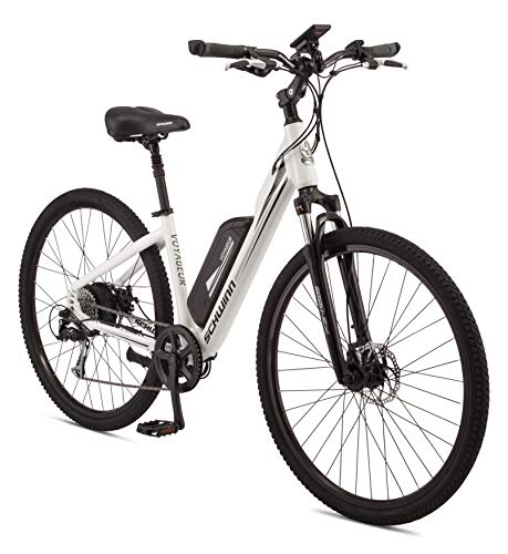 Schwinn Voyageur Electric Bike, Hub-Drive, Large Step-Through Frame, White