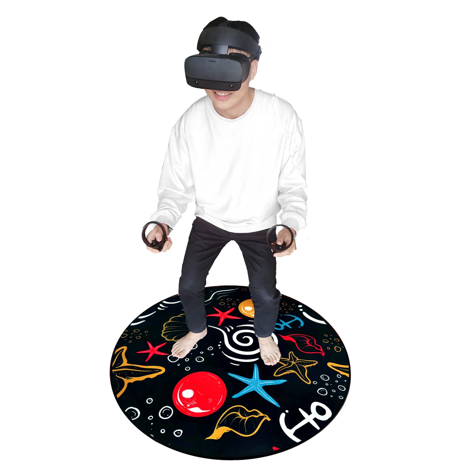 Vr Mat 47" Sea World Large Vr Floor Rug Edge Sensing Soft Non Slip Skin Friendly VR Walking Platform