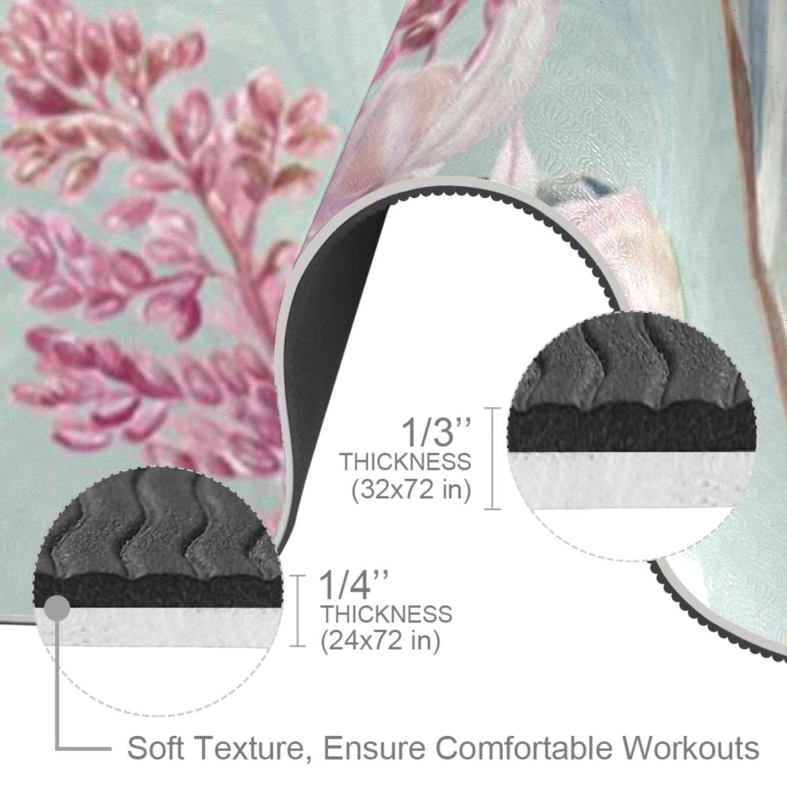 Yoga Mat, Yoga Mats for Home Workout, Workout Mat, Exercise Mats, Pilates Mat, whale flower leaf plant pattern