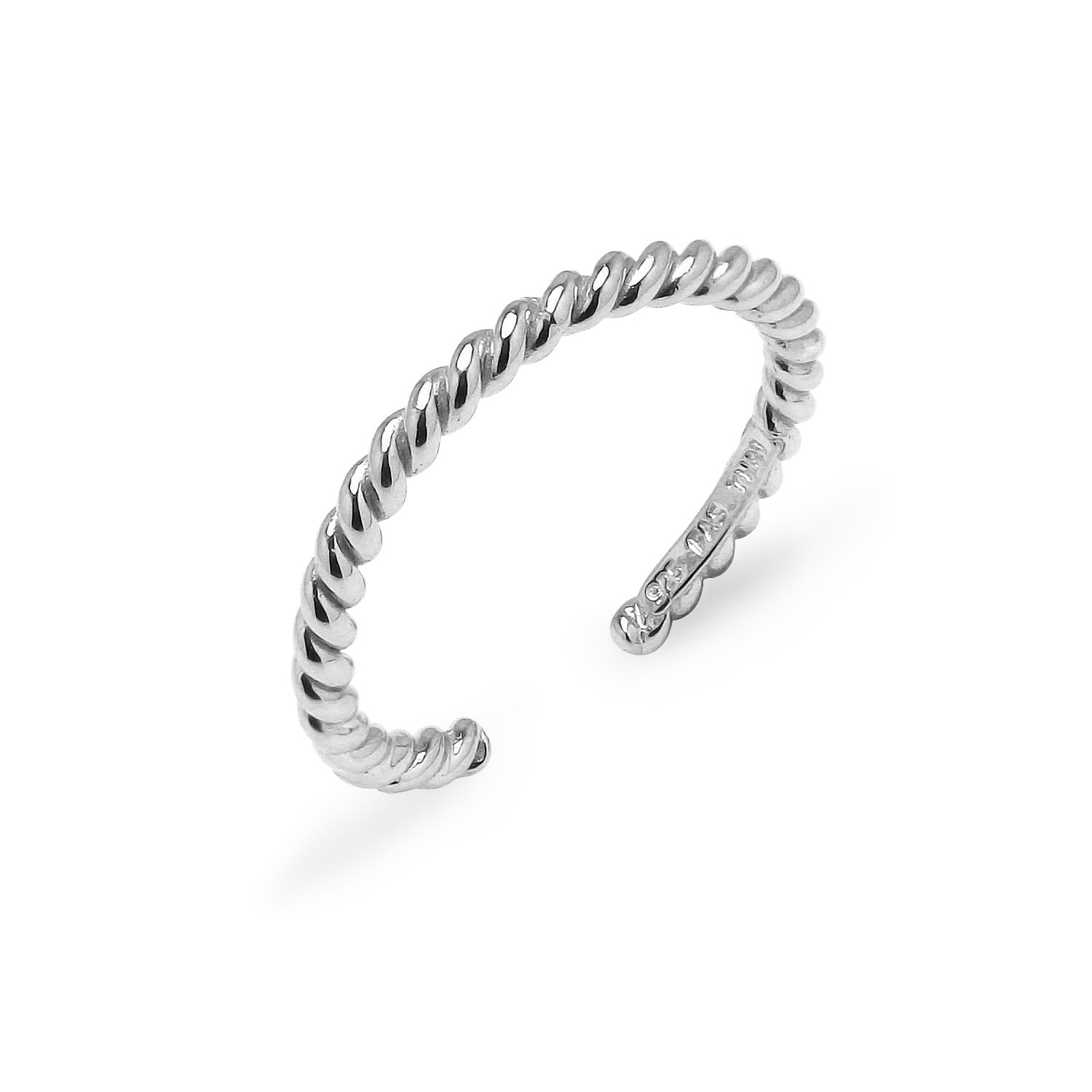 River Island Sterling Silver Twist Rope Ring Adjustable Toe Ring | Available in Silver, Rose and Yellow Gold