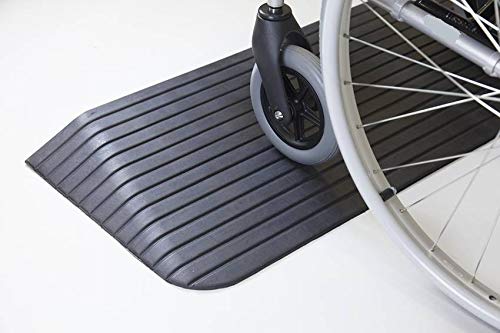 ScinoTec 2" High Solid Rubber Power Wheelchair Scooter Threshold Entry Ramp Doorway 1 Pack 43.3" x 16" x 2"(H) (2" Rise, 1 Pack-Black)