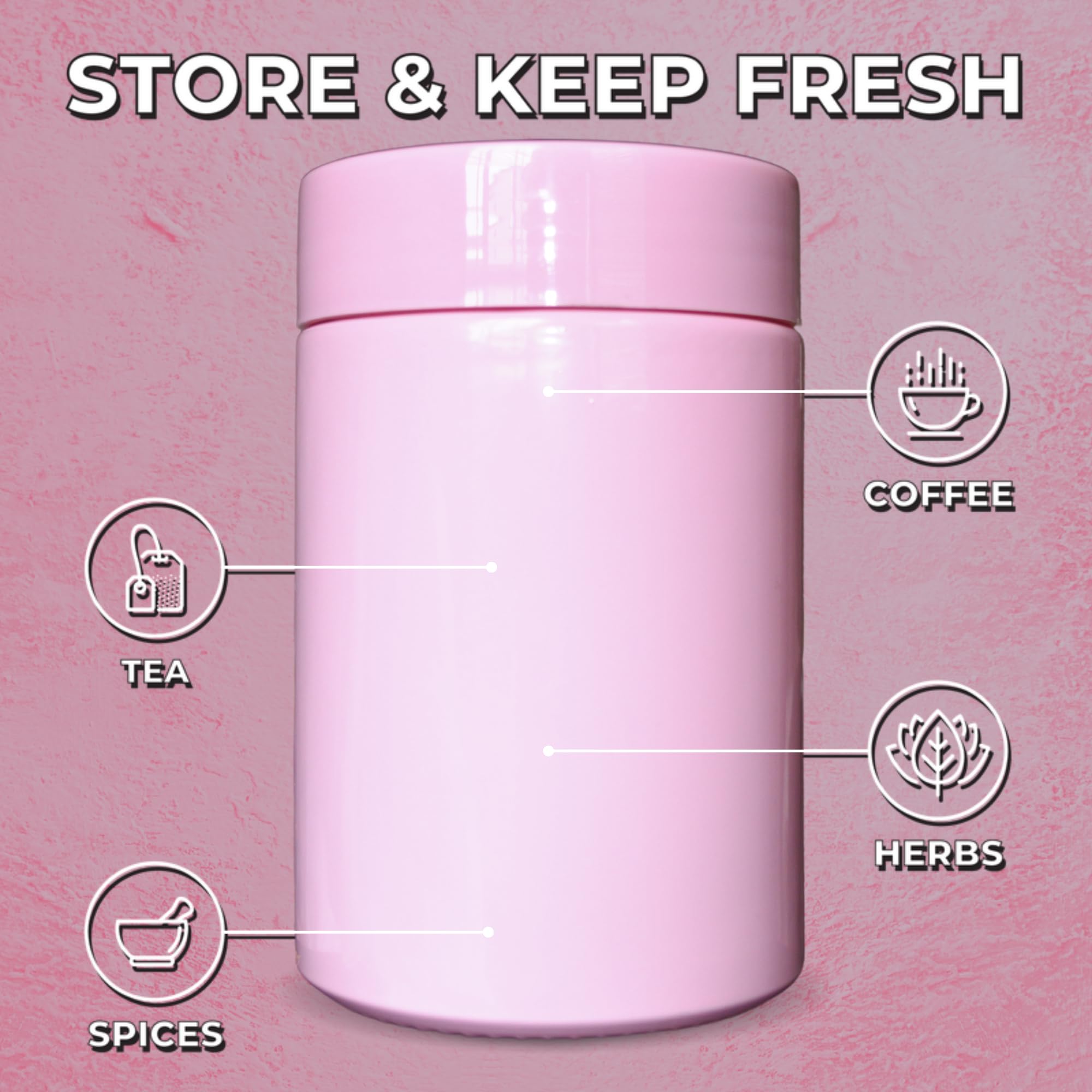 Stash Jar Smell Proof Container (500mL) for Herbs, Spices, Coffee, Teas & More, Double Sealed Air Tight Jar, Thick UV Protection Glass, Smell Proof Herb Storage, x2 Resealable Smell Proof Bags (Pink)