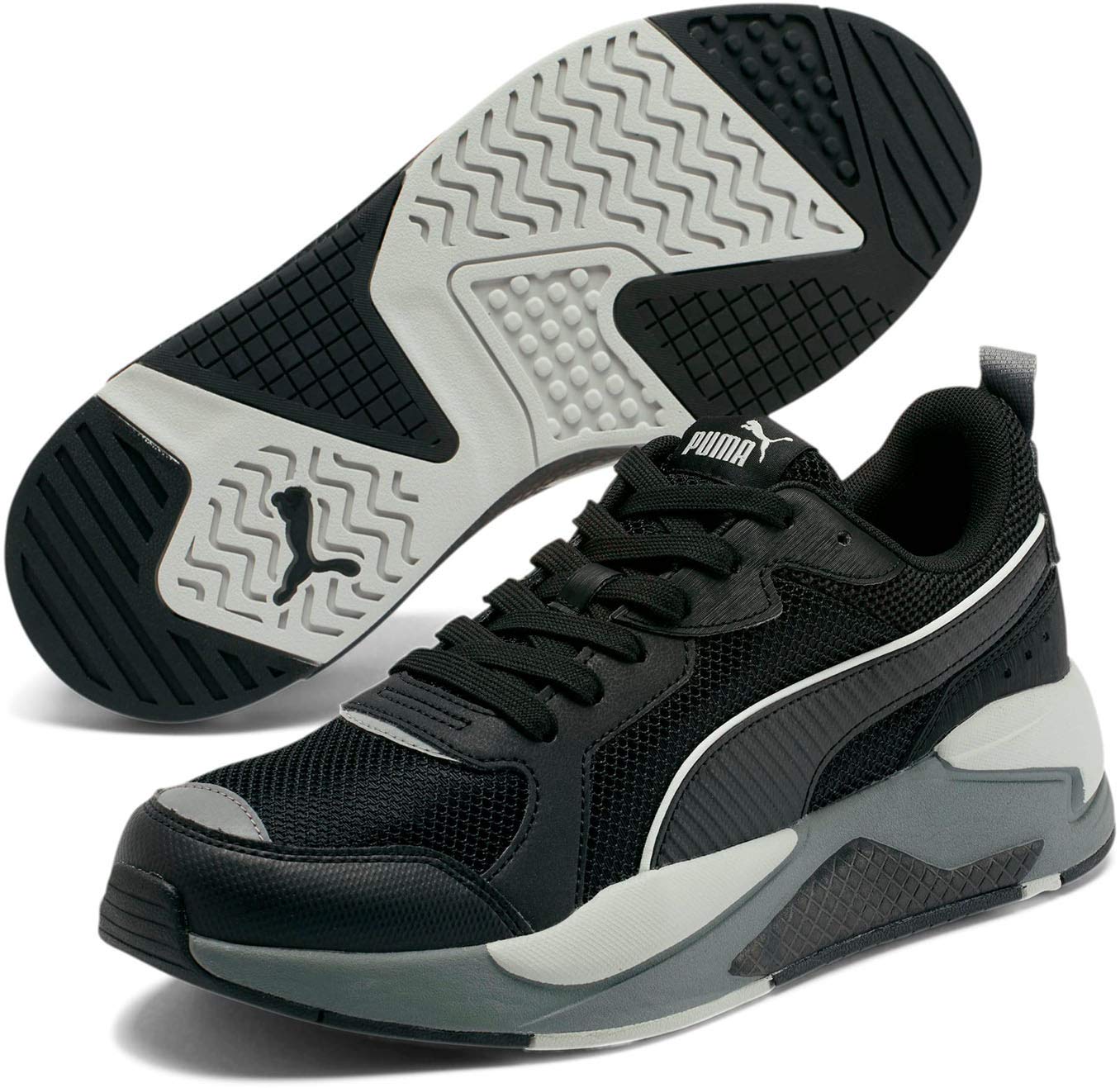 PUMA unisex adult X-ray Sneaker, Puma Black-puma Black-metallic Silver-high Rise, 10.5 US