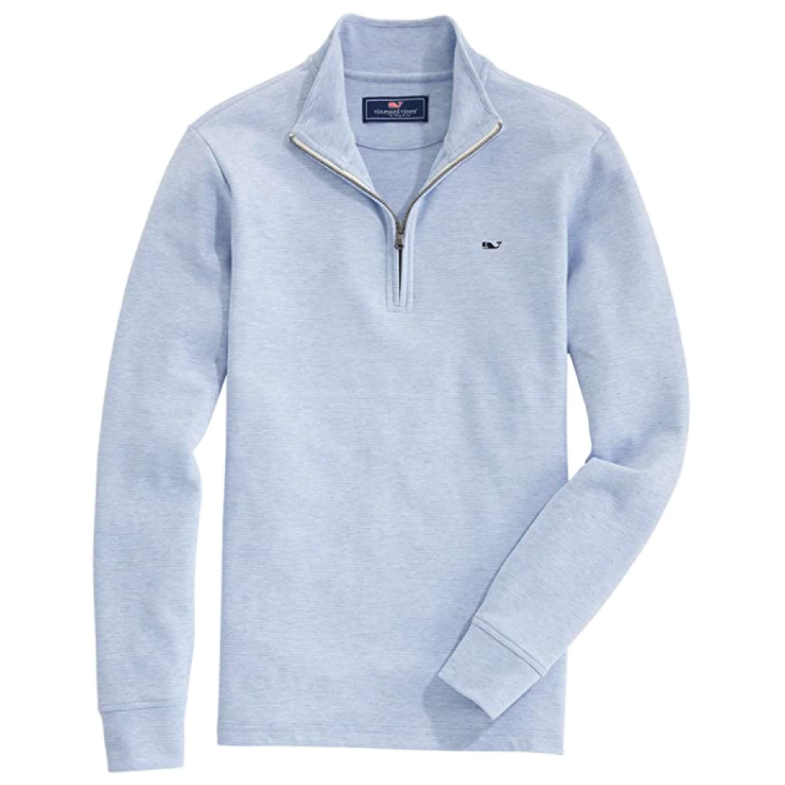 vineyard vines Men's Saltwater Quarter-Zip Pullover Sweater, White Cap/ Marlin, S