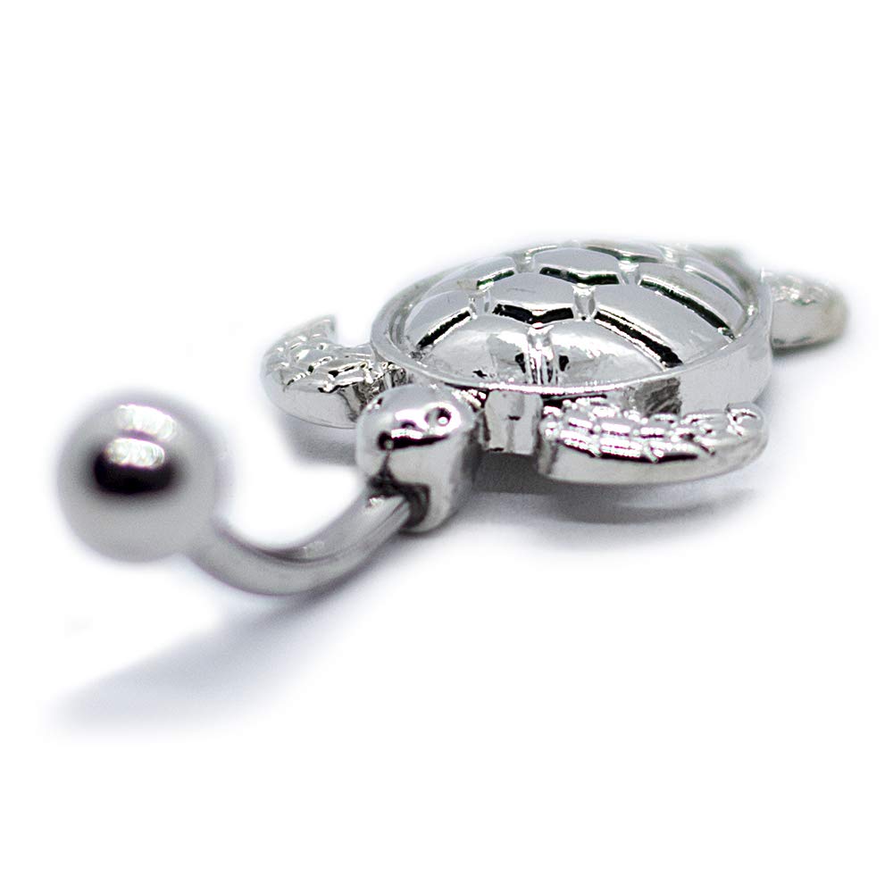 Pierce2GO Sea Turtle Belly Button Ring - 14G Surgical Steel turtle Belly Button Ring - Belly Button Rings Piercing for Women β 7/16β