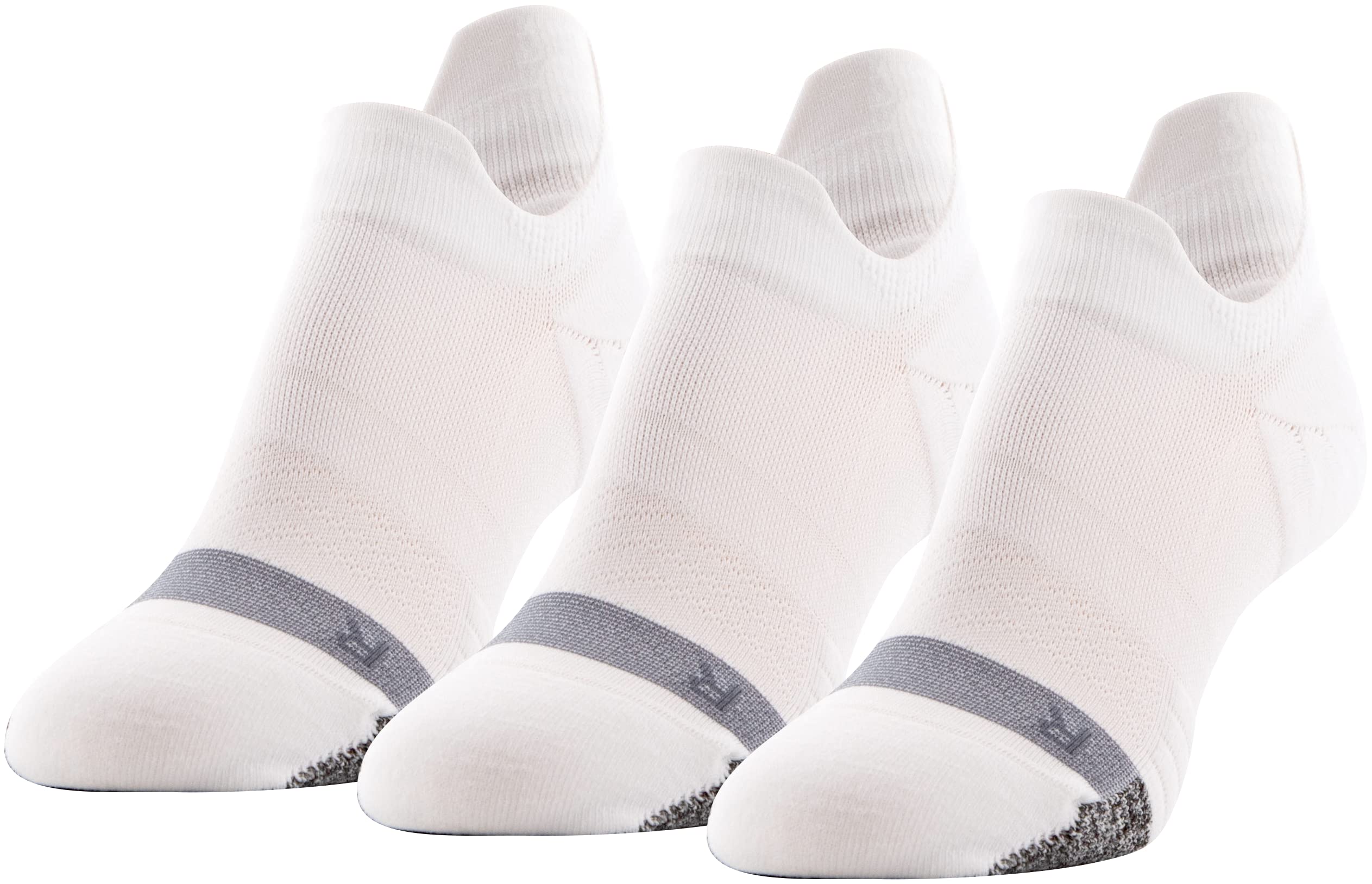 Under Armour Women's Breathe No Show Tab Socks, 3-Pairs, White/White/Halo Gray, Medium