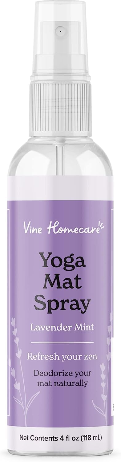 Vine Homecare - Yoga Mat Spray - Refresh Your Zen - Naturally Cleans and Deodorizes Your Yoga and Gym Mats - Made With Essential Oils - 4 OZ - Lavender Mint