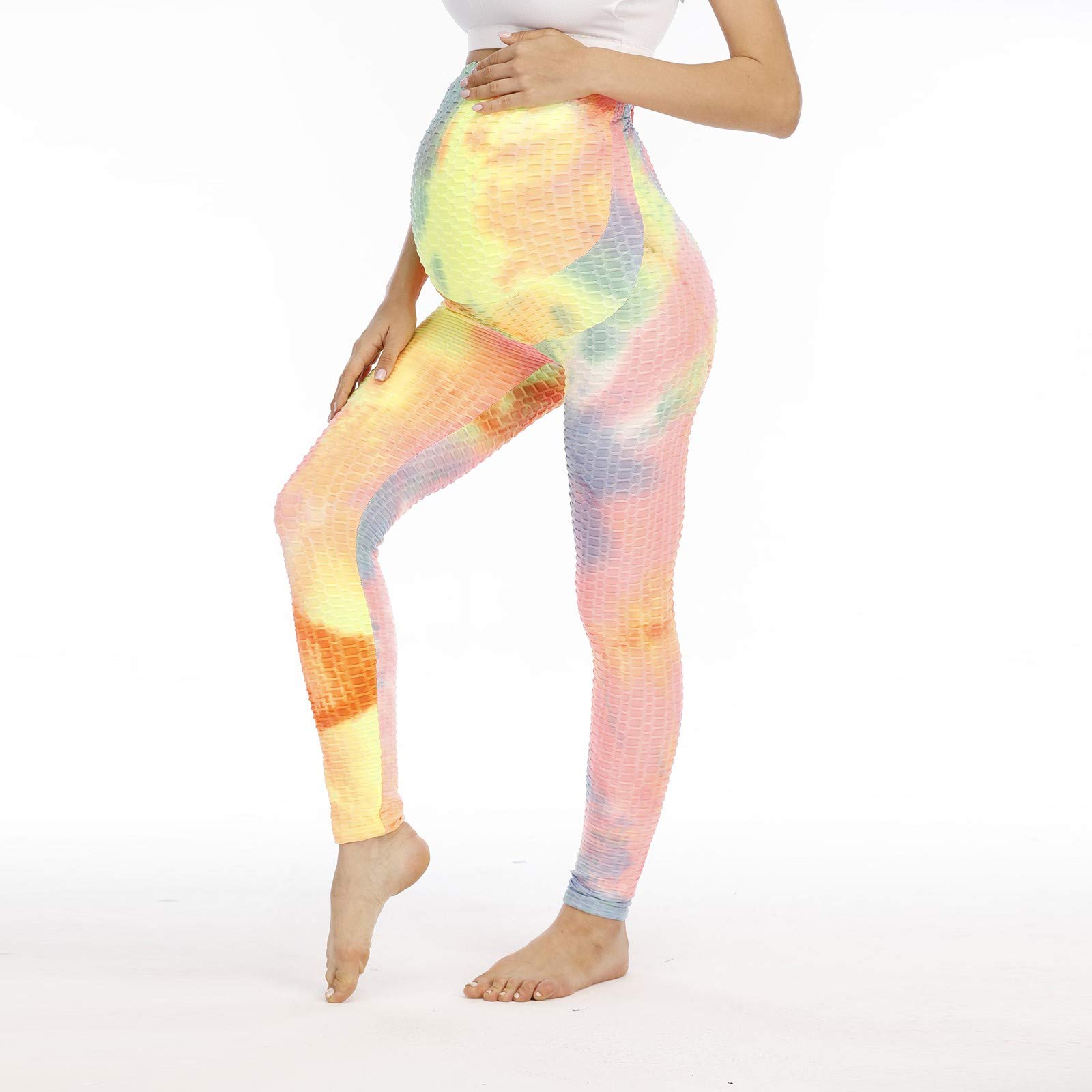 Womens Plus Winter Clothes Workout Stretch Pregnancy Length Yoga Full Tie-Dyed Athletic Pants Pants (Multicolor, XL)