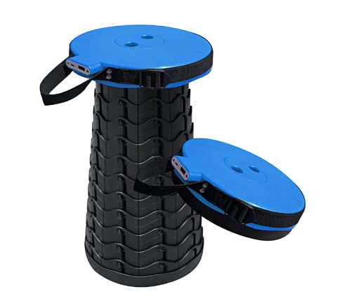 Telescopic Camping Stool Portable Retractable Foldable Collapsible with Mobile Charger & Memory Foam Cushion for Indoor/Outdoor Activities Load Capacity Reaching 400 lbs (Blue) YUETNT WOD.