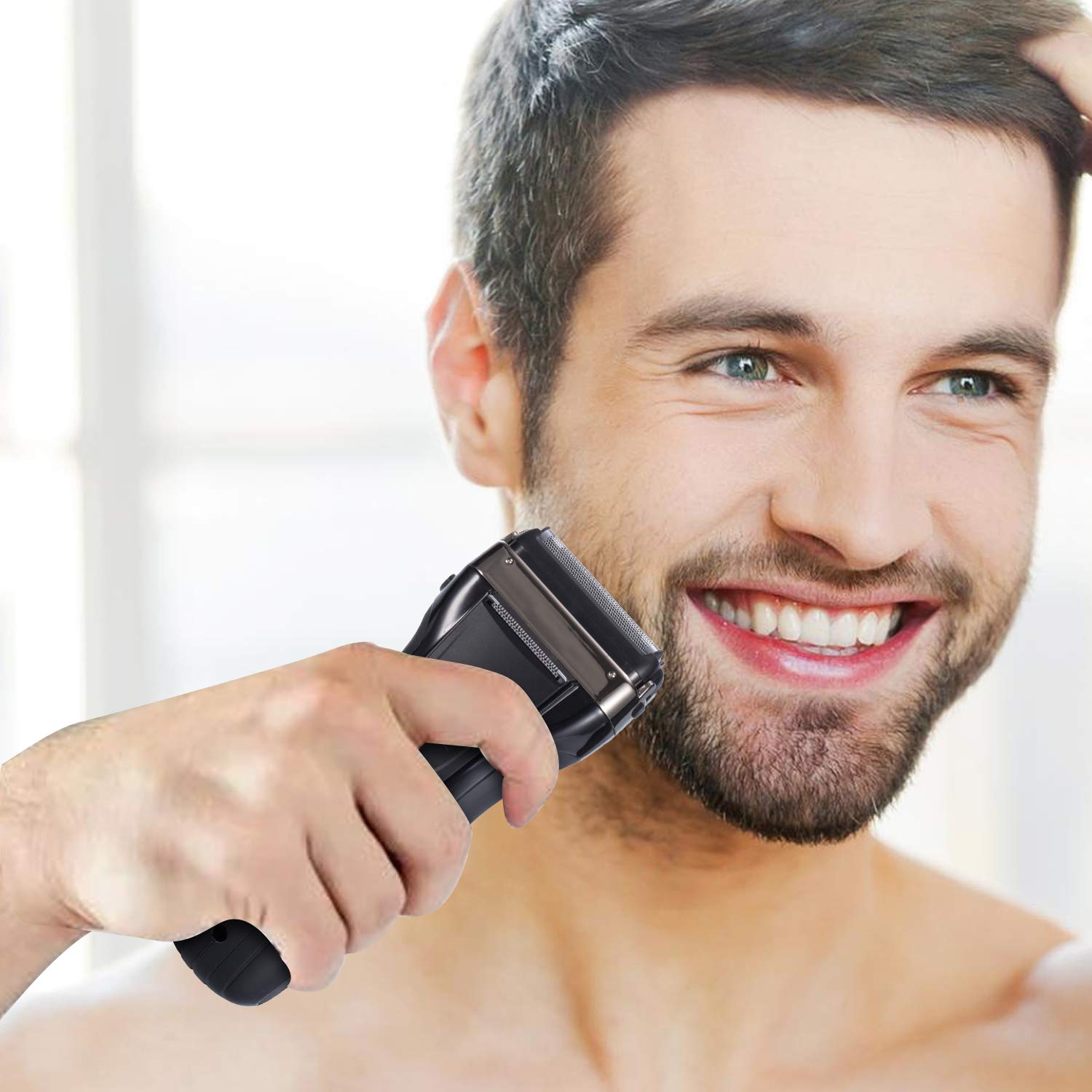 Roziahome Electric Razor for Men Professional Foil Shaver Rechargeable Beard Trimmer Waterproof Electric Shaver with Pop-up Trimmer One-Key Lock