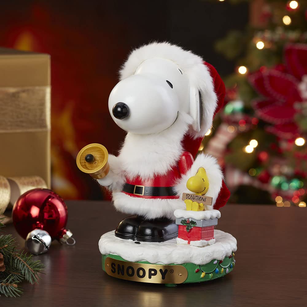 Peanuts Battery-Operated Musical Santa Snoopy Nutcracker, 10-Inch, Multicolored