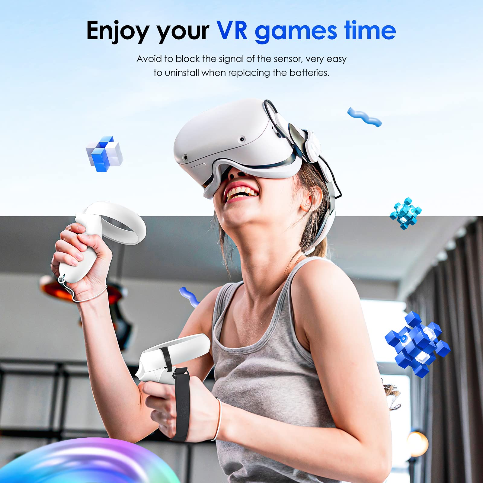 YRXVW Controller Grips Cover for Oculus Quest 2, Silicone Hand Grips Unibody Design with Adjustable Knuckle Strap Accessories Compatible with Quest 2 (White)