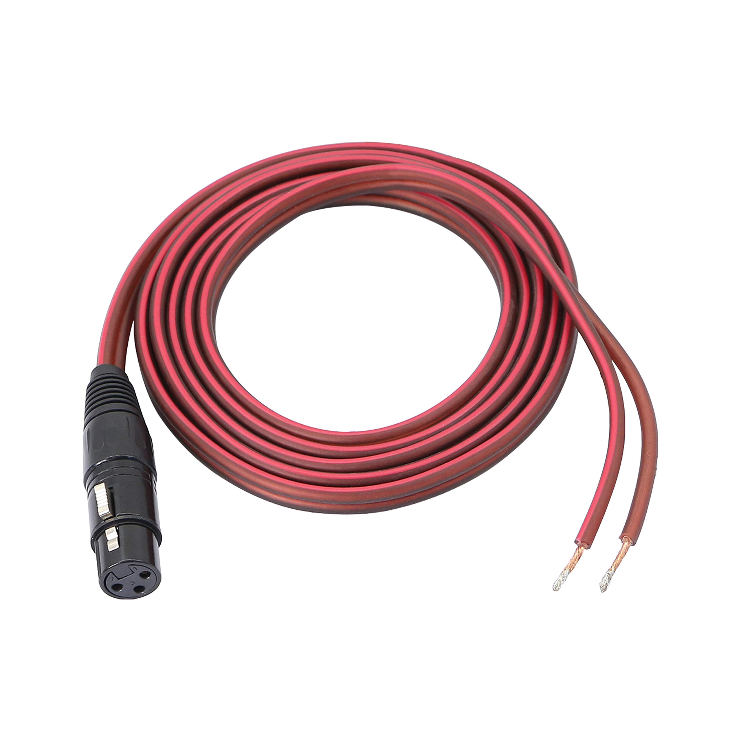 XMSJSIY XLR Speaker Wire, Speaker Bare Cable to XLR Plug, Gold Plated XLR 3 Pin Male Connector Replacement Audio Cable Open End for DJ/PA Amplifier Subwoofer Mixer-2M/6.56 Feet (XLR Female)