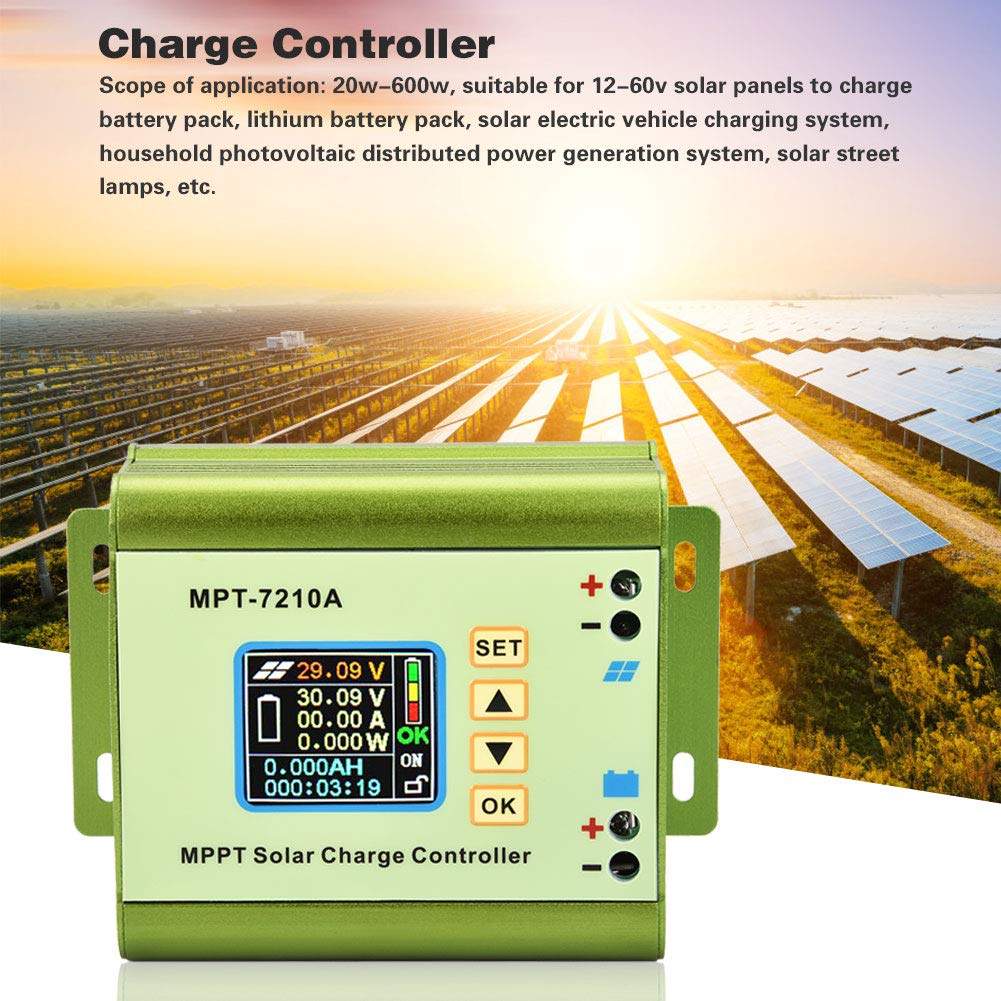 Solar Controller MPPT, DC 15~90V 0~10A Output Solar Controller MPT-7210A with LCD Display Aluminum Alloy MPPT LCD Solar Panel Controller