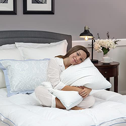 SensorPEDIC Luxury Dual Comfort Reversible Bed Pillow with 400 Thread Count Cotton Cover, Standard (Pack of 1), White