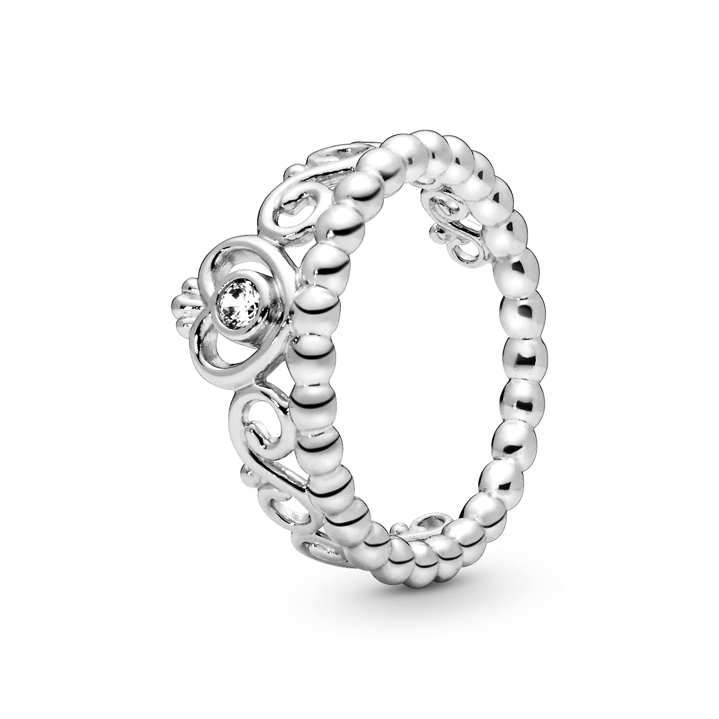 Pandora Princess Tiara Crown Ring - Sterling Silver Ring for Women - Layering or Stackable Ring - Gift for Her - Sterling Silver with Clear Cubic Zirconia - Size 7