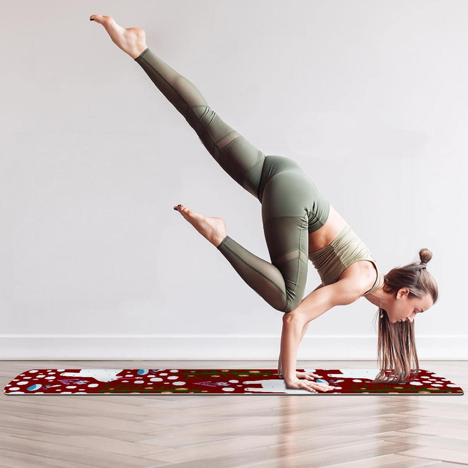 Yoga Mat, Yoga Mats for Home Workout, Workout Mat, Exercise Mats, Pilates Mat, Winter Bear Tree Flower