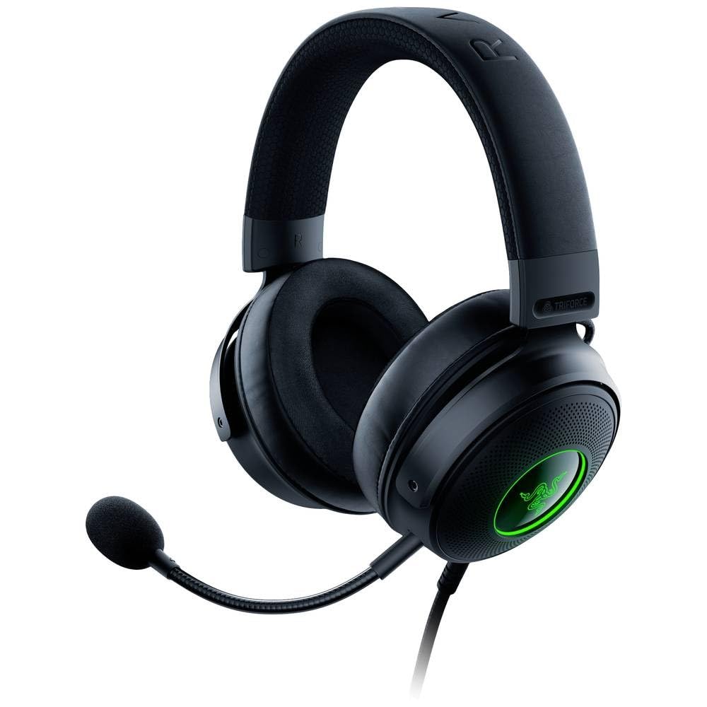 Razer Kaira X Wired Headset for Playstation 5, PC, Mac & Mobile Devices: Triforce 50mm Drivers - HyperClear Cardioid Mic - Flowknit Memory Foam Ear Cushions - On-Headset Controls - White/Black