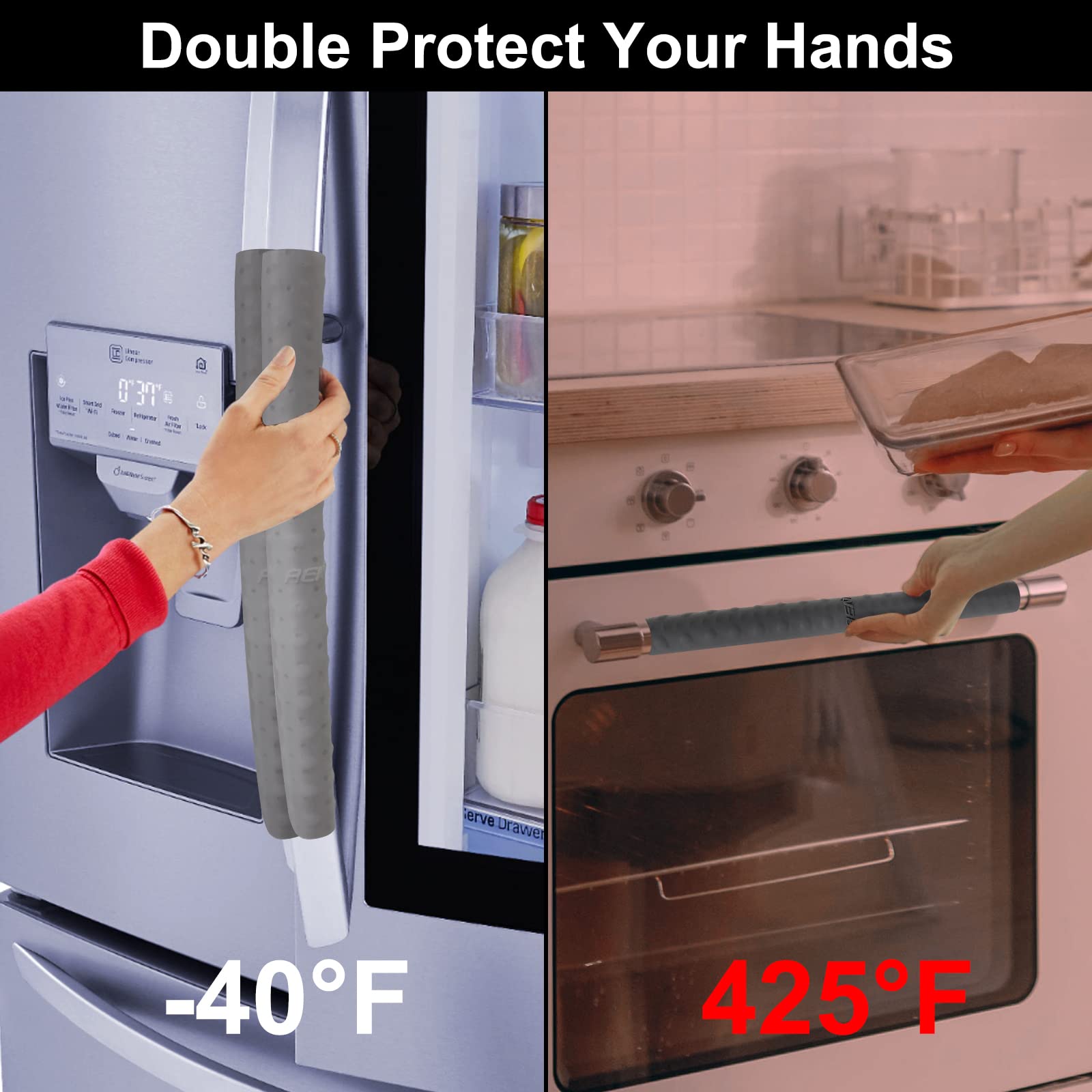 Refrigerator Door Handle Covers Set for Fridge Microwave Oven Stove Bathroom Accessories, Kitchen Appliance Handle Protector from Smudges (5pcs, Grey)