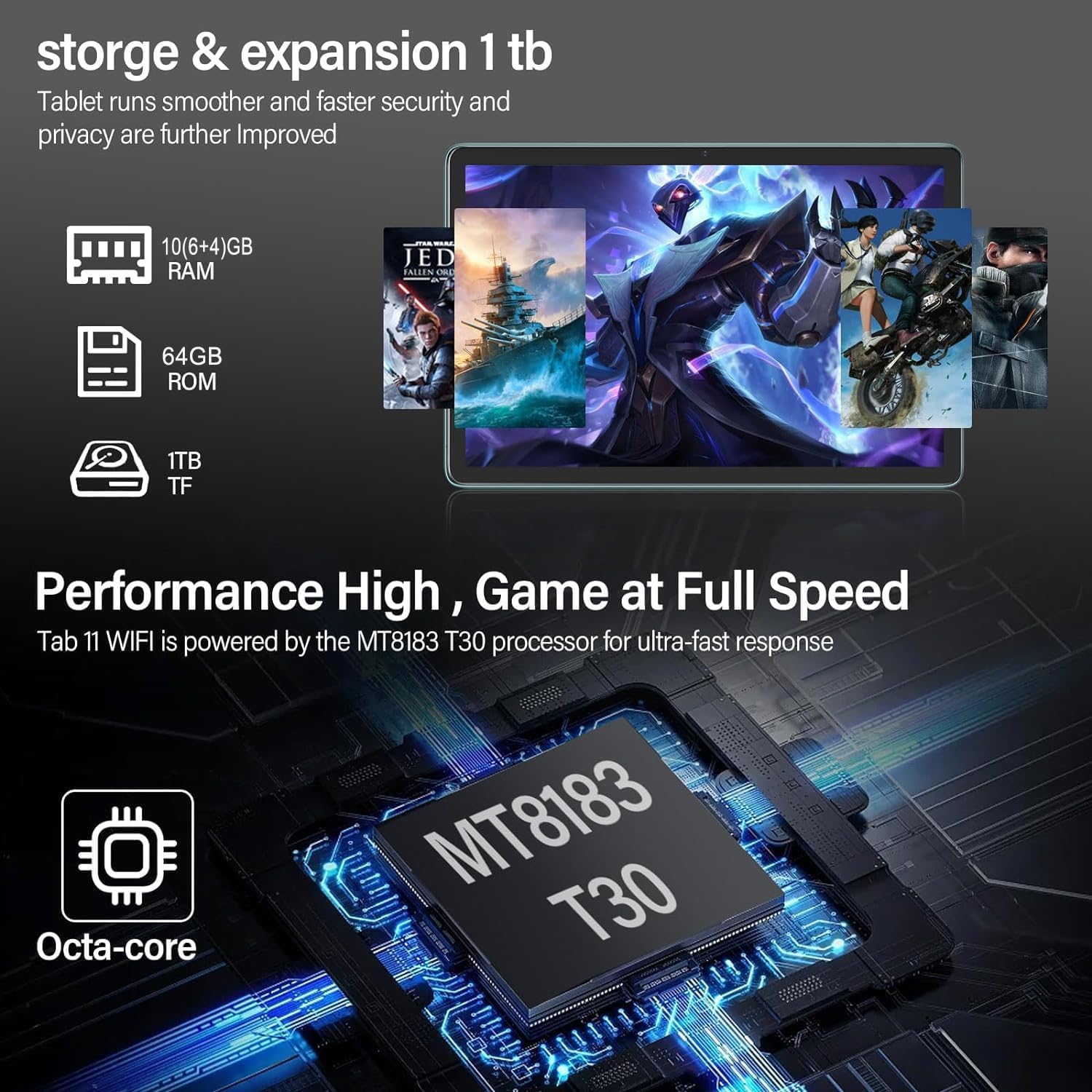 Tablet with Keyboard, 2 in 1 Tablet 10 Inch 10GB RAM + 64GB ROM with 4G Dual SIM | 5G WiFi, Android Tablet HD IPS, Octa-Core 2.0Ghz, 5MP + 8MP Camera, Bluetooth, 6500mAh, GPS, 1TB Expand - Silver