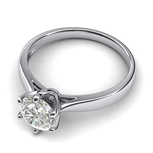 Pure 10k white gold 2.0 CT Classic 6-Prong Solitaire Simulated Diamond Engagement Ring Promise Bridal Wedding Ring (5.5)