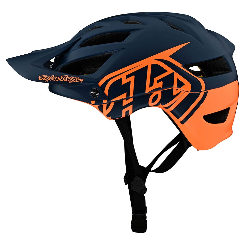 Troy Lee Designs MIPS A1 Classic Half Shell Adult Bicycle Helmet Comfortable Lightweight. XC, Trail, Cross Country Bicycle. Unisex. (MD/LG, Tangelo/Marine)
